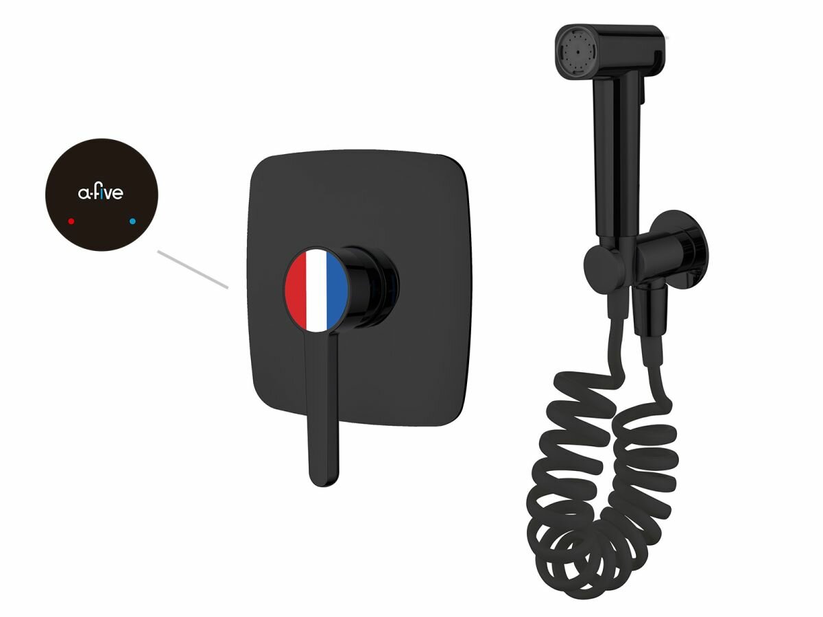 Смеситель для биде (Lt) D35, серия Lotus черный, a-five (Встраиваемый, Излива нет) (А5-0650)