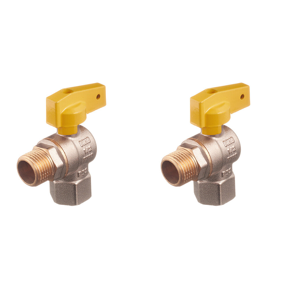 Кран шаровой газовый 1/2 ВР(г) х 1/2 НР(ш) бабочка угловой (2 шт.)