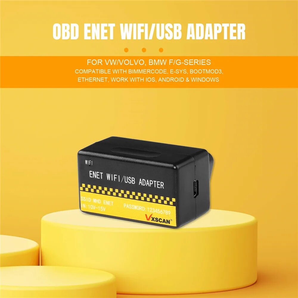 Адаптер OBD ENET WIFI/USB DOIP для VW/VOLVO BMW F/G-серии, совместимый с BimmerCode E-SYS Bootmod3 Ethernet