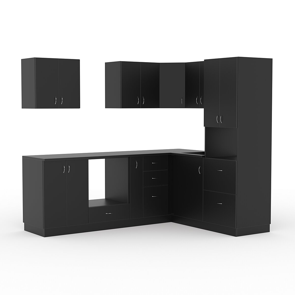 Кухонный гарнитур со столешницей 25мм №5A, Черный. Производитель товара - компания Westcom.