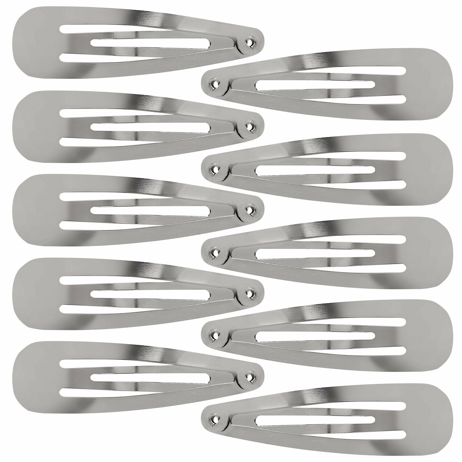 Упаковка 12 шт. Заколки для волос набор 10 шт, 5 см, клик-клак, глянцевый, серебристый, MONTE VITA (монте вита), 457079