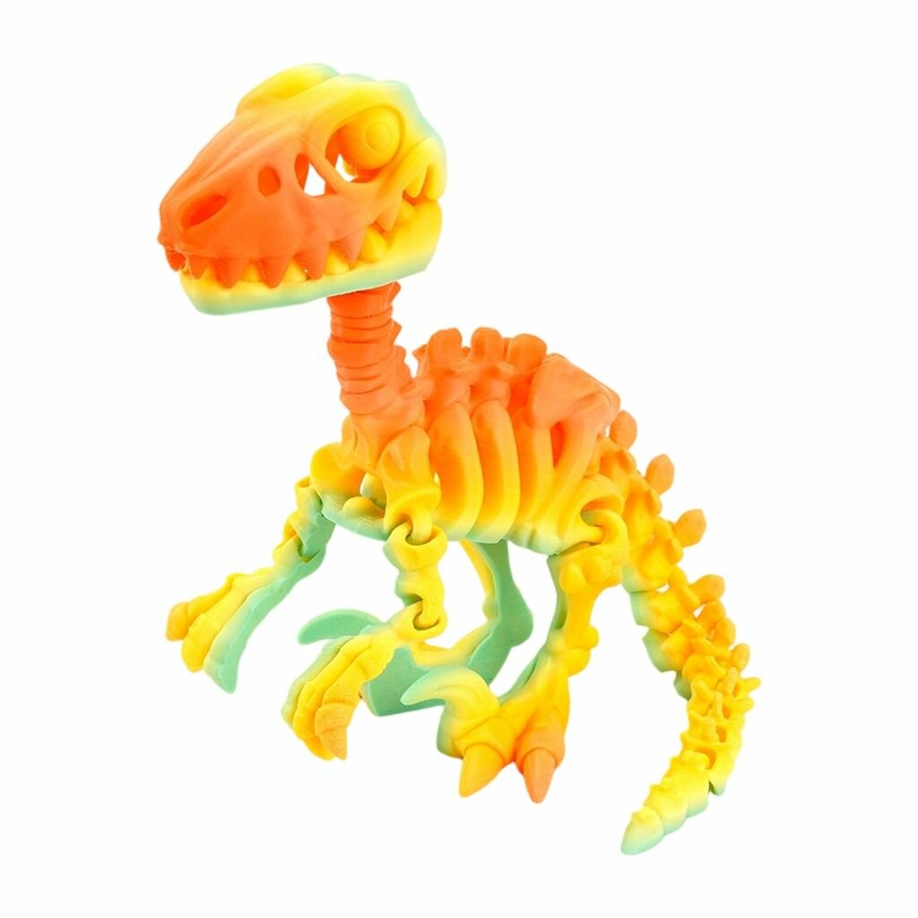 (1 штука) Забавная игрушка-украшение из серии динозавров Велоцираптор с 3D-принтом, подарочный скелет ручной работы-мини-радуга № 4