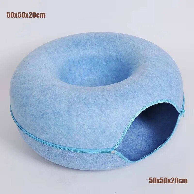 Домик - тоннель, Лежанка для животных, кошек и маленьких собак, мягкая, из войлока двухуровневая 50х50х20