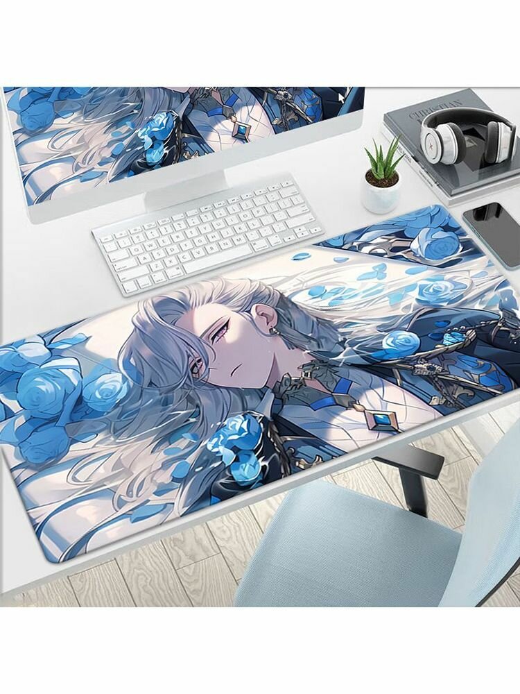 Genshin impact коврик для мыши Girl keyboard резиновый коврик для игрового стола big edge lock