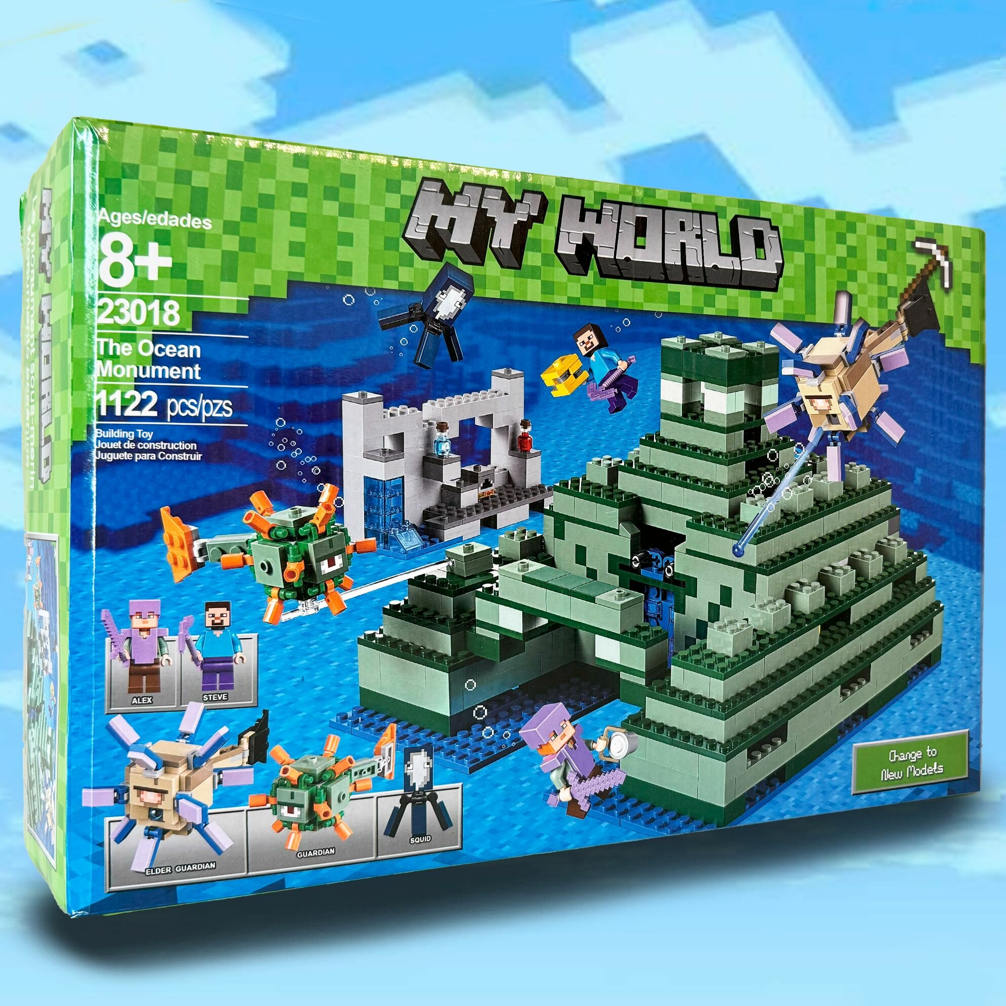 Конструктор Подводная крепость Майнкрафт, Набор My World 1122 деталей, Подарочный игровой набор