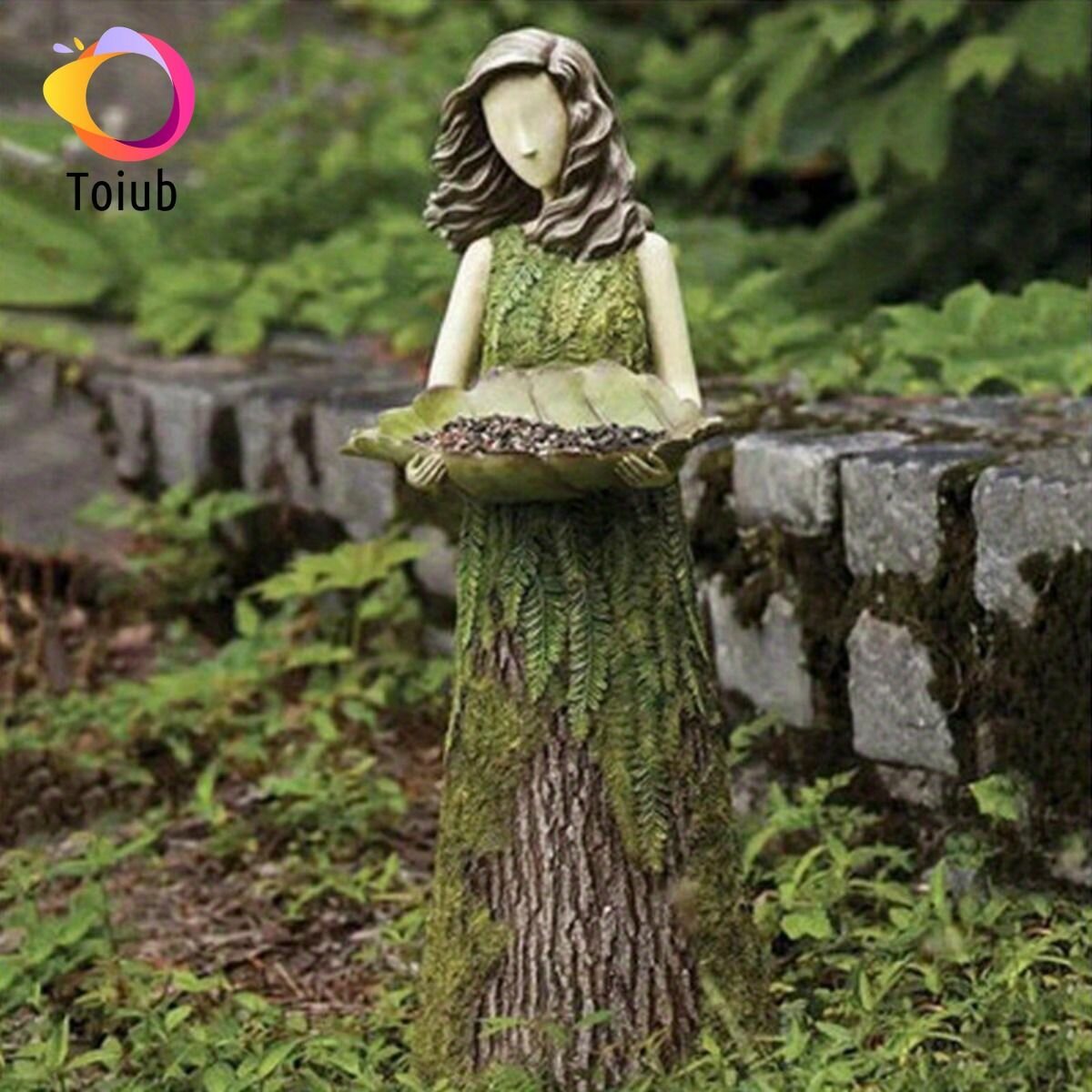 Деревенская Лесная Фея-Девушка-кормушка для птиц, Садовая статуя на открытом воздухе