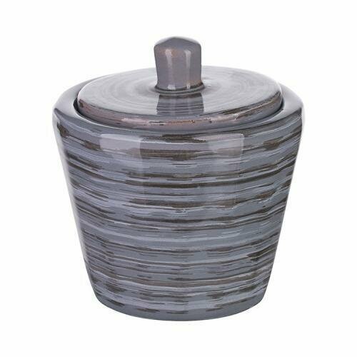 Сахарница с крышкой "Пинки", керамика,200мл, диаметр 85мм, серый