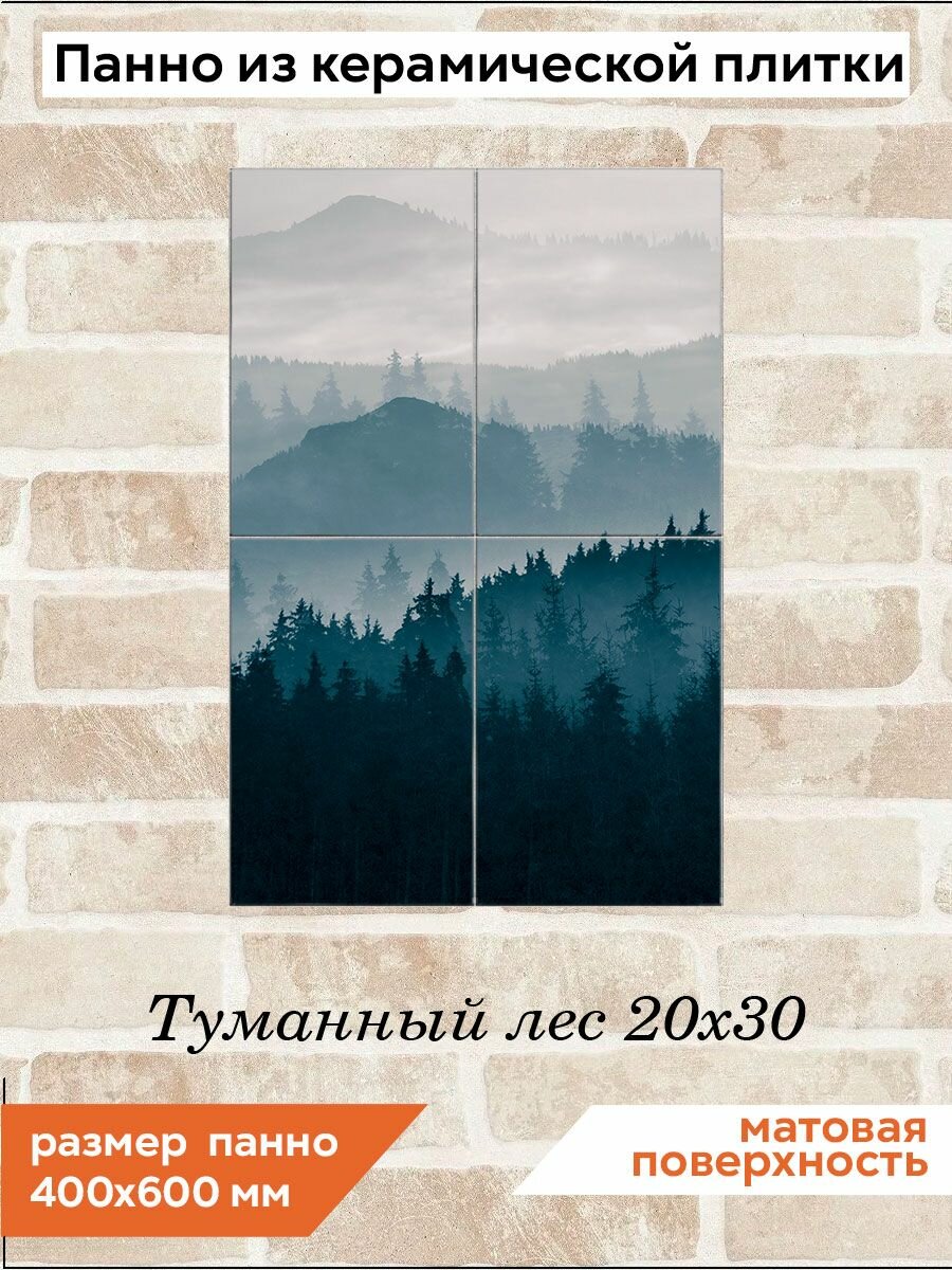 Панно из керамической плитки Туманный лес 20х30