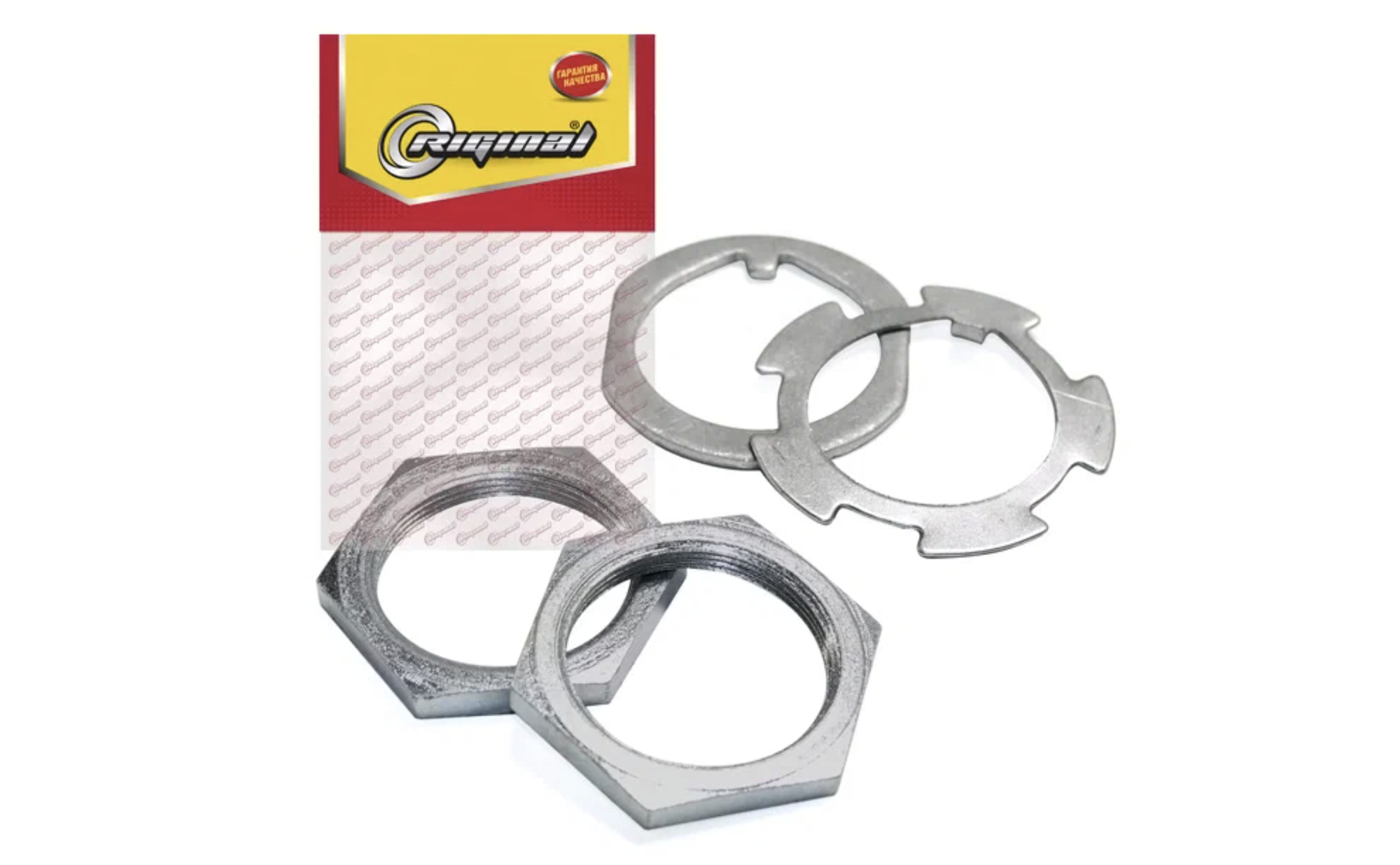 Гайка подшипника ступицы Riginal для а/м УАЗ-452,469 компл (гайка 2 шт, шайба стоп, замочная)