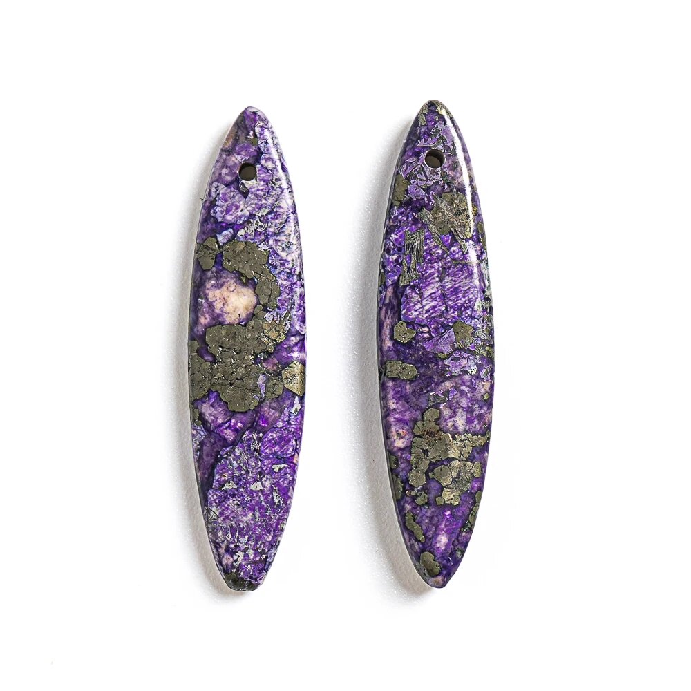 Фиолетовые африканские железные пириты, подвески-талисманы, 1 пара
