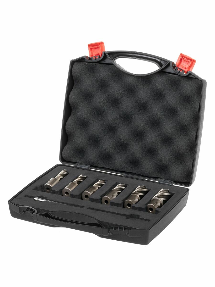 Набор корончатых сверл по металлу из быстрорежущей стали HSS, Weldon 19 / Nitto. Кольцевая фреза по металлу LENZ, 6 шт, арт. LZHS-001