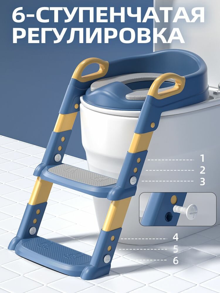 Детское сиденье на унитаз мягкое со ступенькой и лесенкой