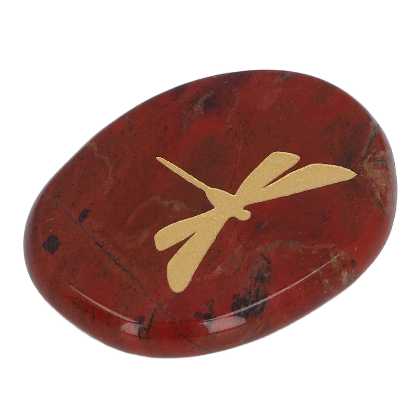 Камень для беспокойства, золотистый цвет, резная стрекоза, гладкая поверхность, расслабляющий и успокаивающий, балансирующий камень красного цвета