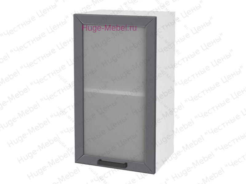 Кухонный шкаф верхний со стеклом 450 Альфа (вулкан) Huge Mebel . Ширина 450 Высота 716. Кухонные шкафы