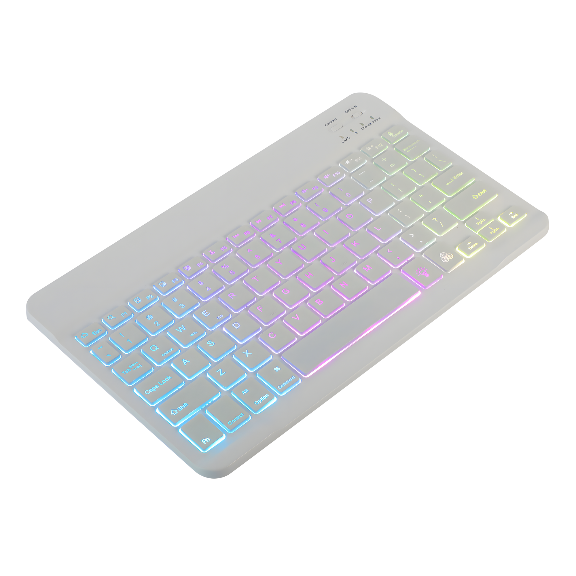 Комплект клавиатура и мышь, беспроводные, универсальные, RGB подсветка клавиш и мыши, цвет белый