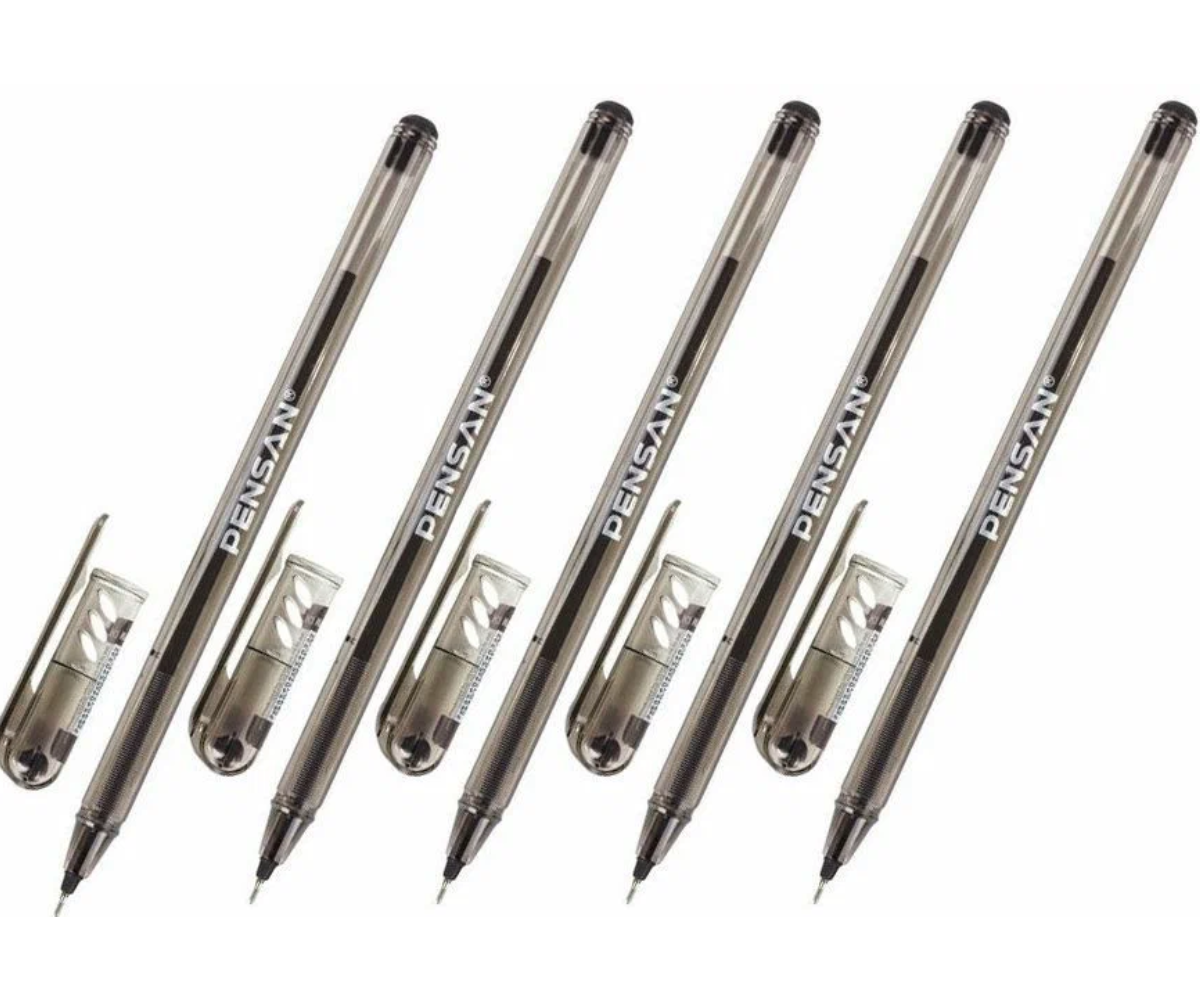 Ручка шариковая Pensan "MY-TECH" 0.7 мм, черные чернила, 5 шт.