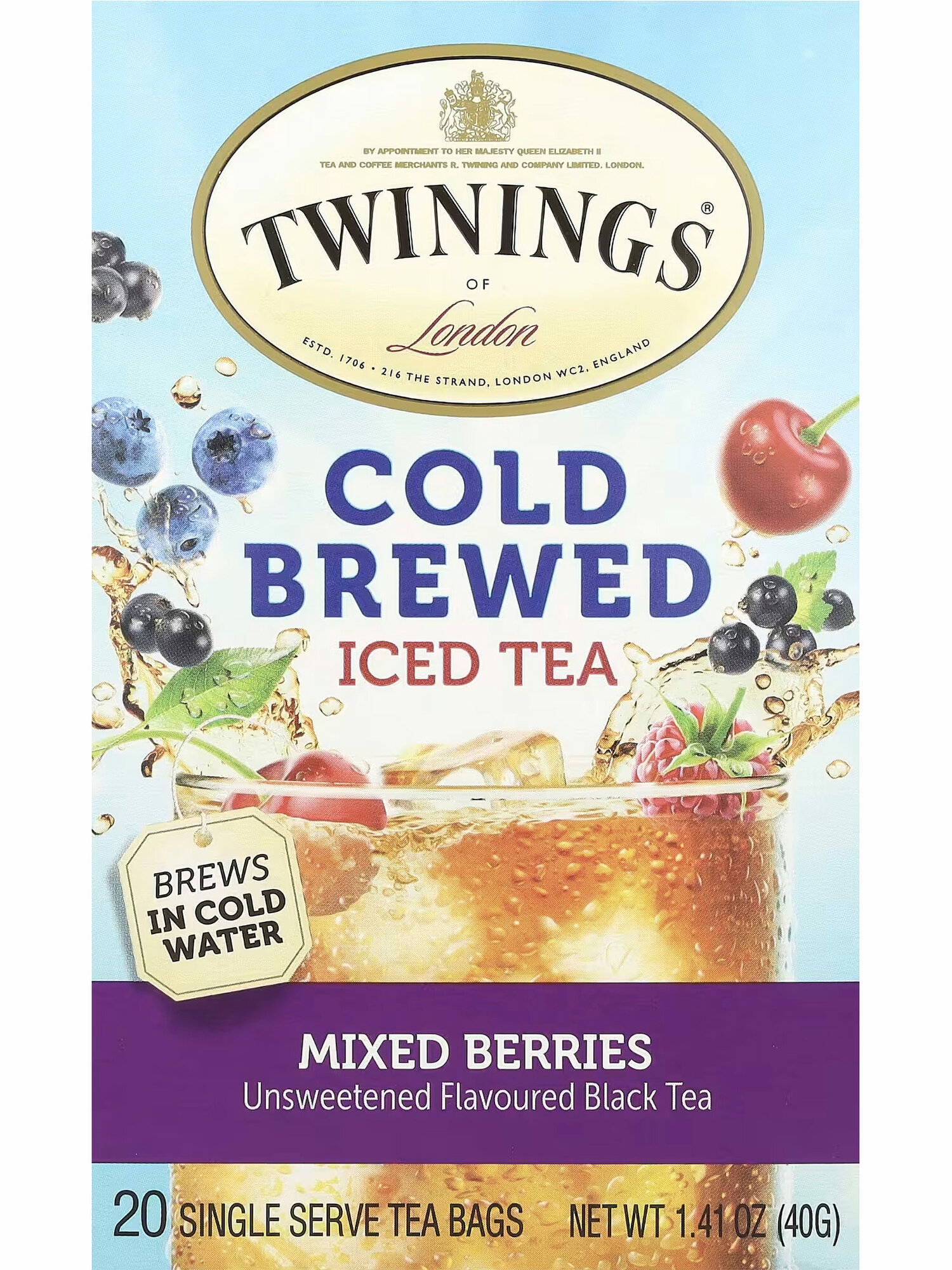 Чай в пакетиках Twinings Black Iced Tea, Микс ягод, 20 пакетиков