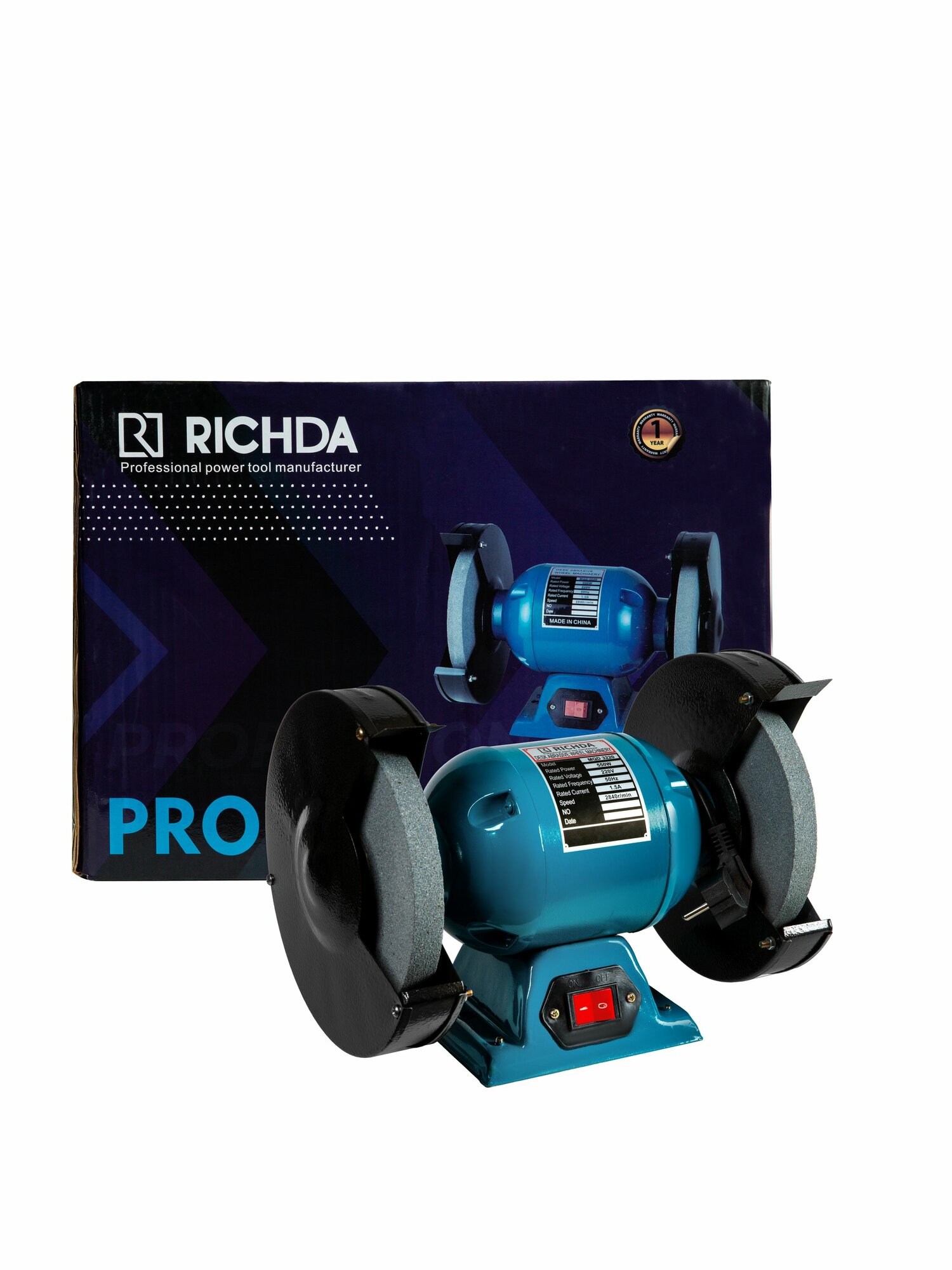 Точильный Станок RICHDA RH200-550, электрический, 2 круга, плавный пуск