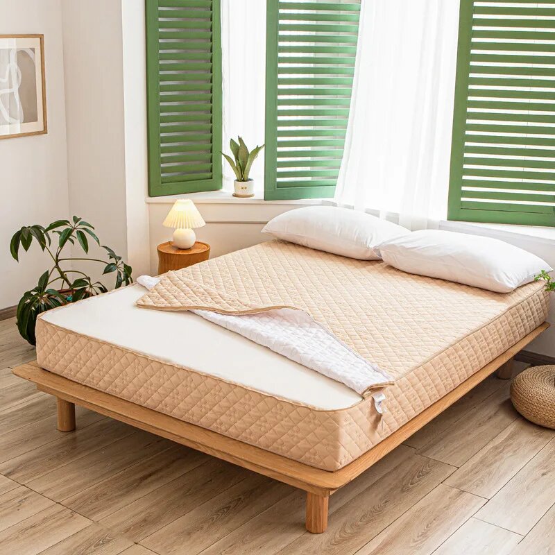 Стеганый наматрасник на молнии, полиэстер/хлопок, King Queen Twin