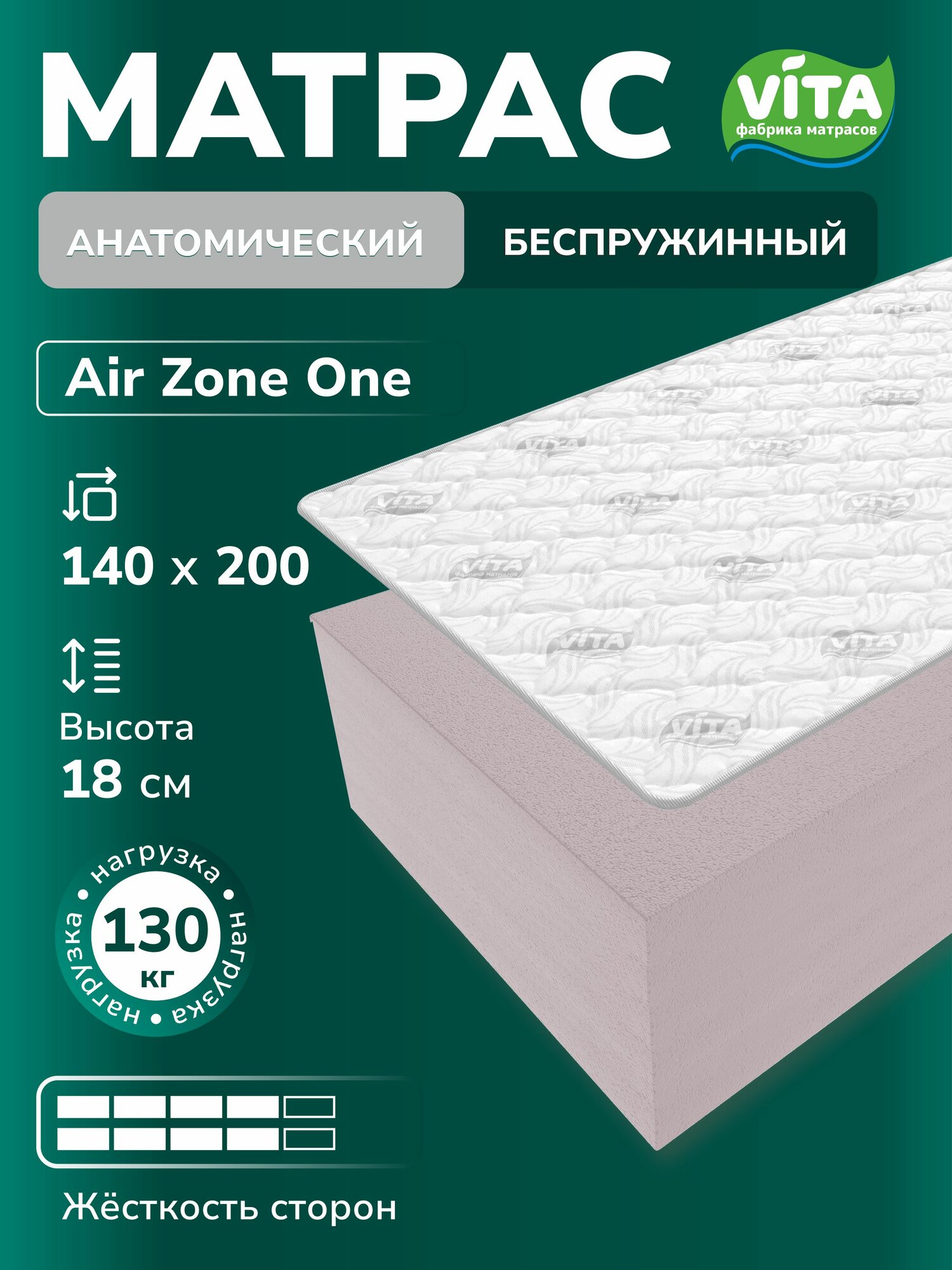 Матрас анатомический VITA Air Zone One (140х200), беспружинный