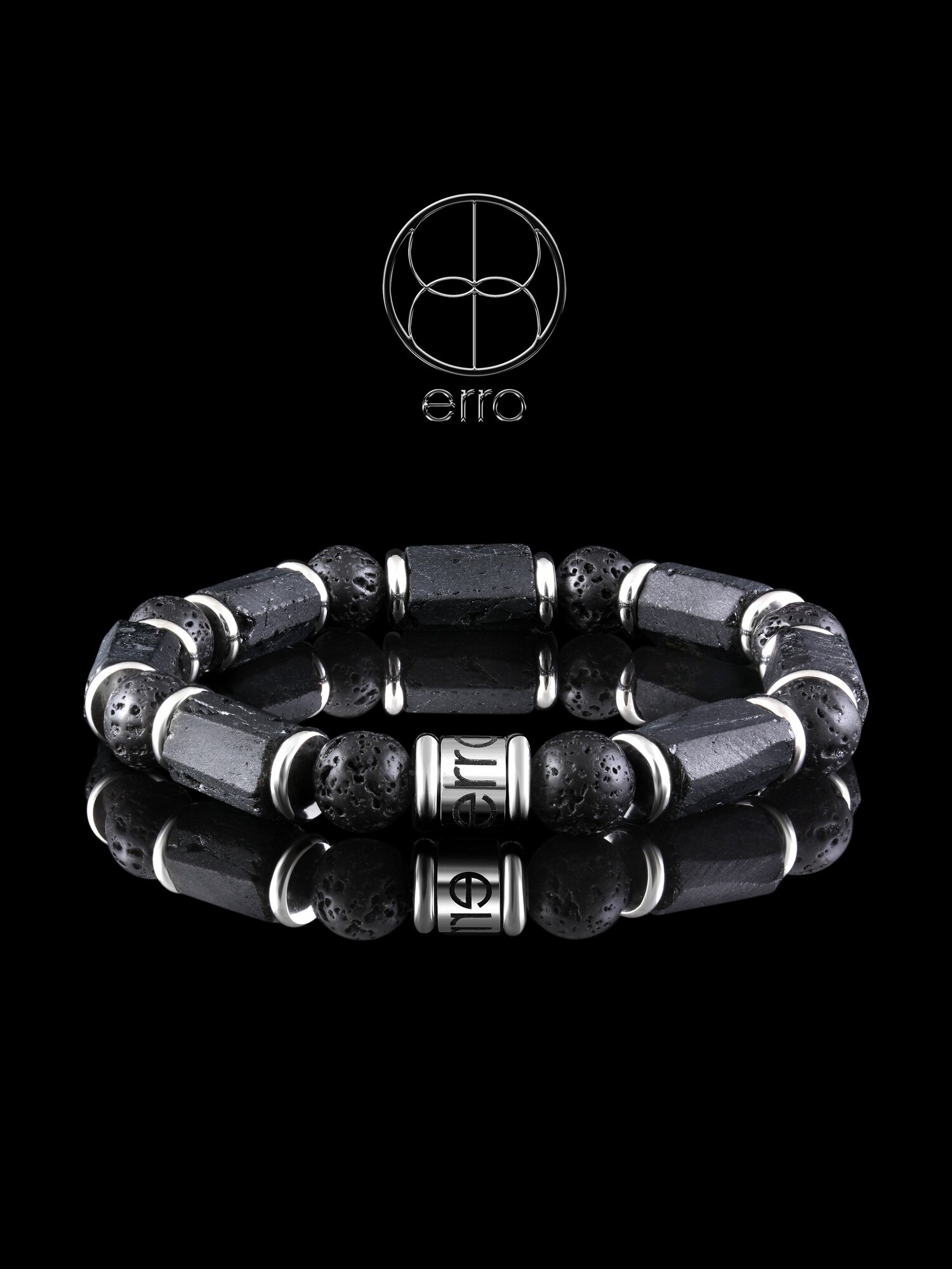 Браслет Erro, турмалин черный, вулканическая лава