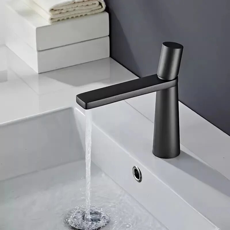 Черный керамический настольный смеситель для раковины, gray short