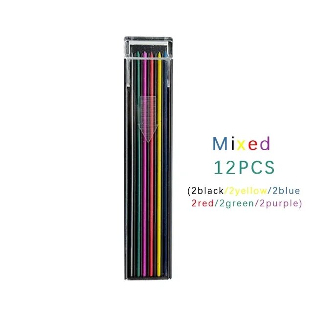 Цветные механические карандаши 2.0 мм, 12 шт, mixed