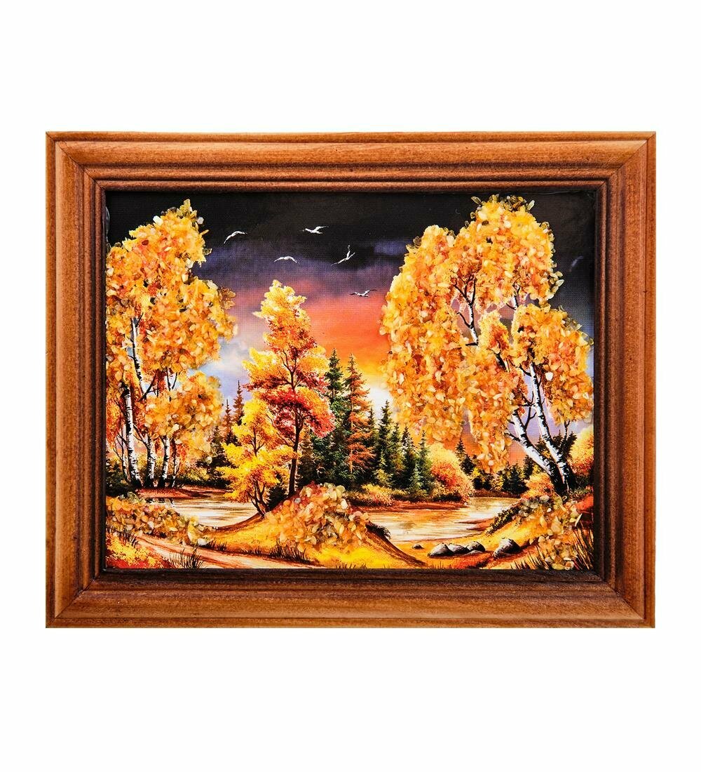 Картина "Красота природы" (с янтарной крошкой) дер. краш. рамка 12х15 A2181845