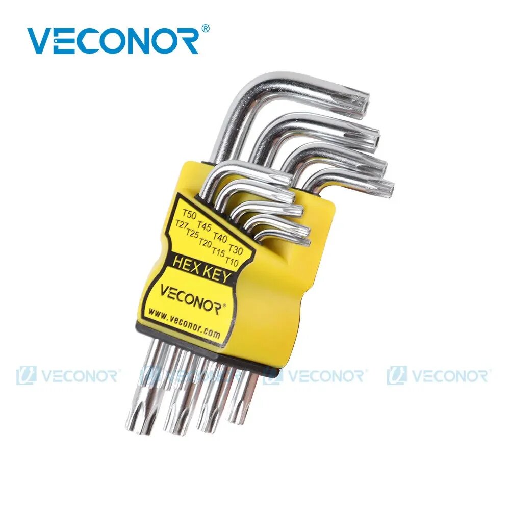 Комплект из 9 шт. торкс ключей Веконор T10 T15 T20 T25 T27 T30 T40 T45 T50