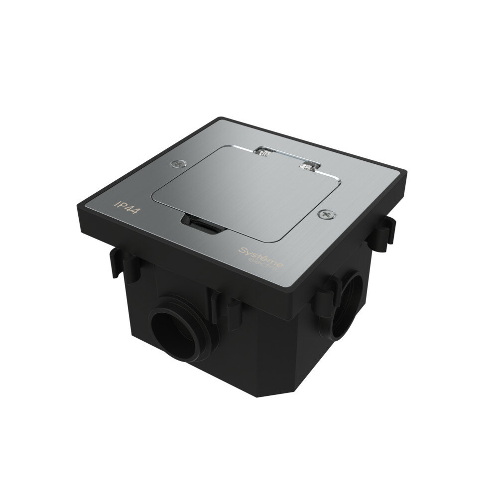 Systeme Electric MultiDesk Серебро Лючок на 2 модуля IP44 с монтажной коробкой для бетонных полов, тип MDK20, MDK20202SC