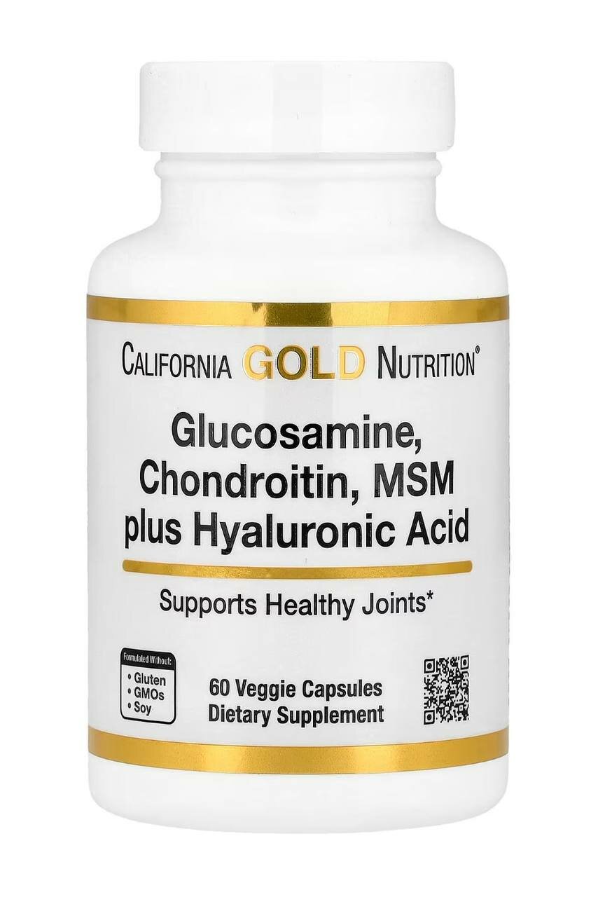 Глюкозамин хондроитин МСМ 60 капсул, для суставов и связок, комплекс для суставов California Gold Nutrition