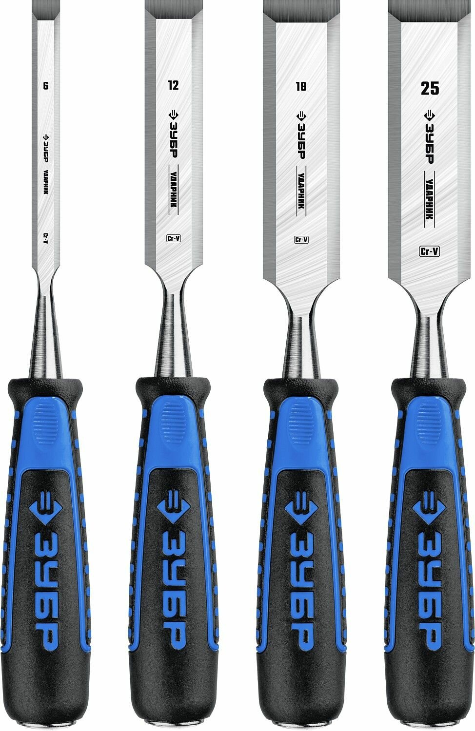 Набор стамесок-долот ЗУБР Ударник, 4 предмета, профессиональный 18097-H4