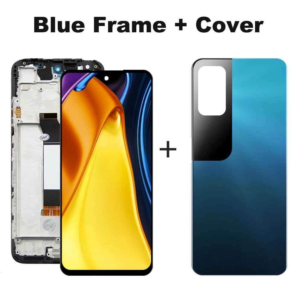 ЖК-дисплей для Xiaomi Poco M3 Pro 5G M2103K19PG M2103K19PI ЖК-дисплей с дигитайзером сенсорного экрана в сборе для Poco M3Pro 5G Замена ЖК-дисплея Blue Frame Cover
