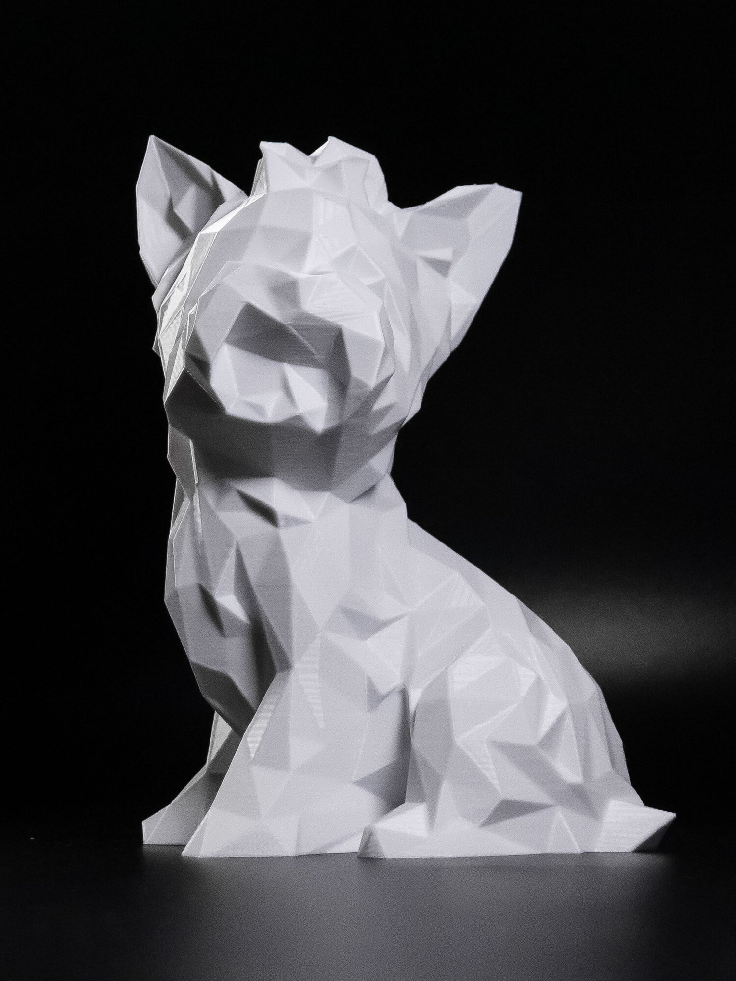 Статуэтка собаки породы Йорк (York dog) полигональная 160мм, 3D печать белая