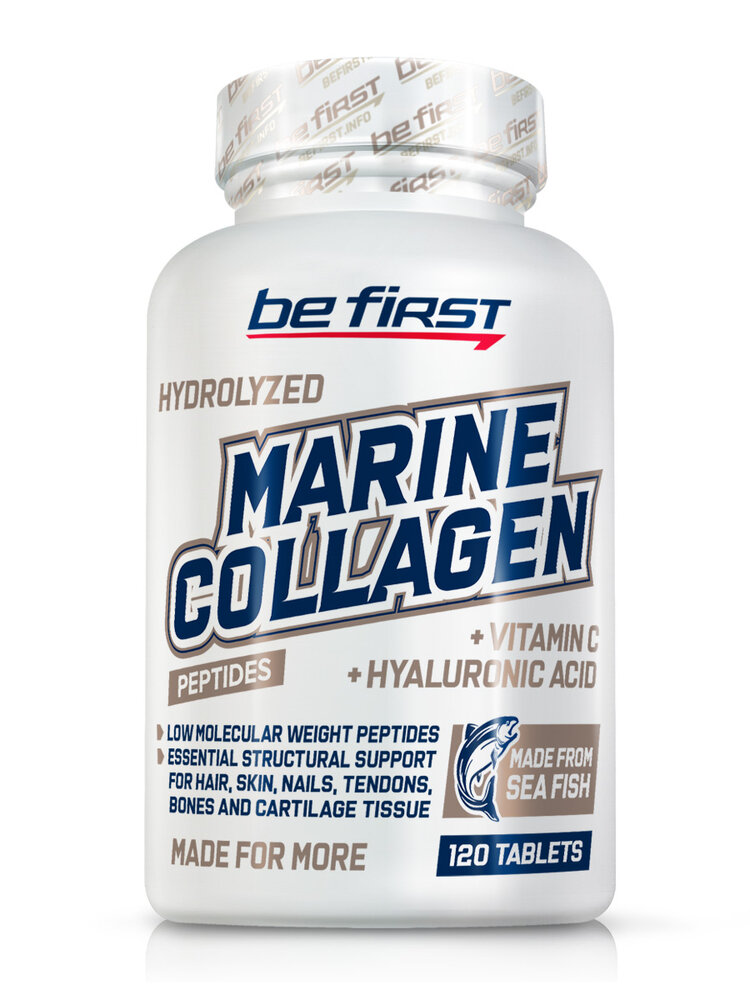 Be First Marine Collagen Peptides + hyaluronic acid + vitamin C (рыбный коллаген с витамином С и гиалуроновой кислотой) 120 таблеток (Be First)