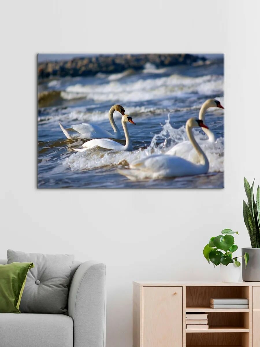 Картина на стену "Лебеди", 40х30 см