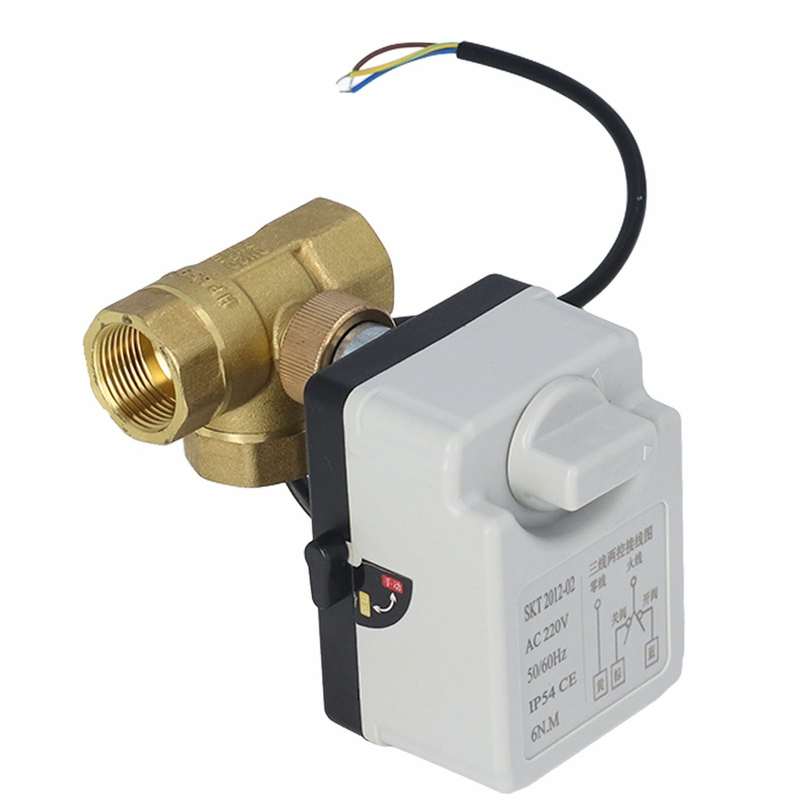 Шаровой клапан DN20 3 ходовой 3 проводной 2 контрольный латунный моторизованный клапан переменного тока AC 220V 3/4in