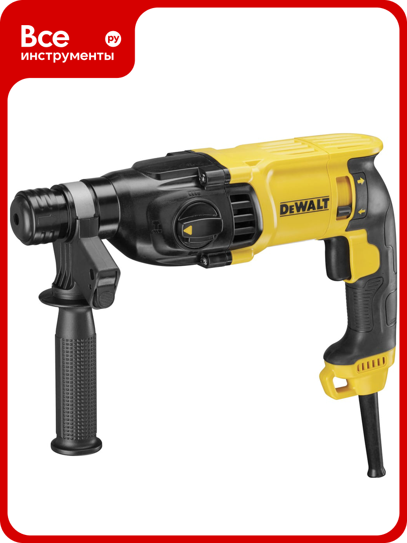 Перфоратор DEWALT D 25133 K с мощностью 800 Вт, частотой ударов до 5500 уд/мин и тремя режимами работы в кейсе