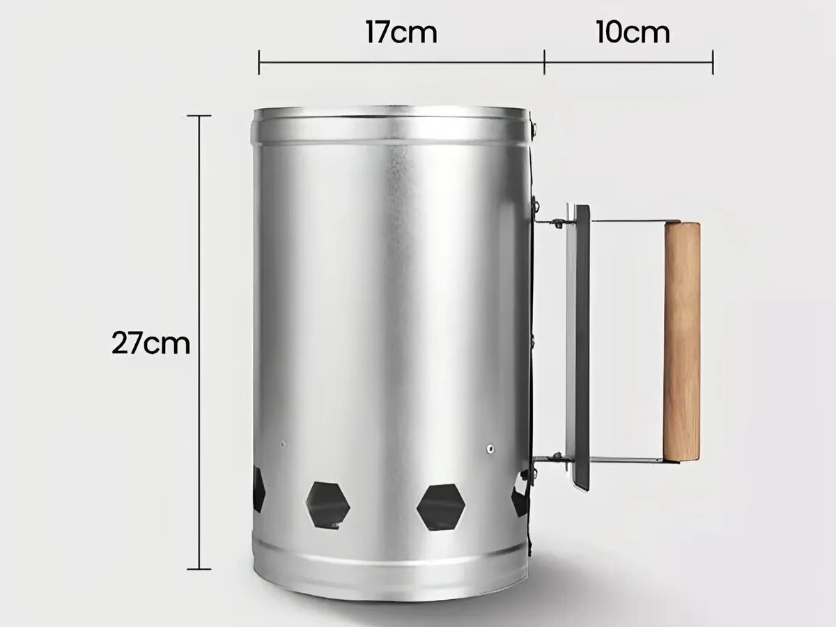 Стартер кружка для розжига угля для шашлыка из нержавеющей стали ПечУрок, размер 19х19х30 см