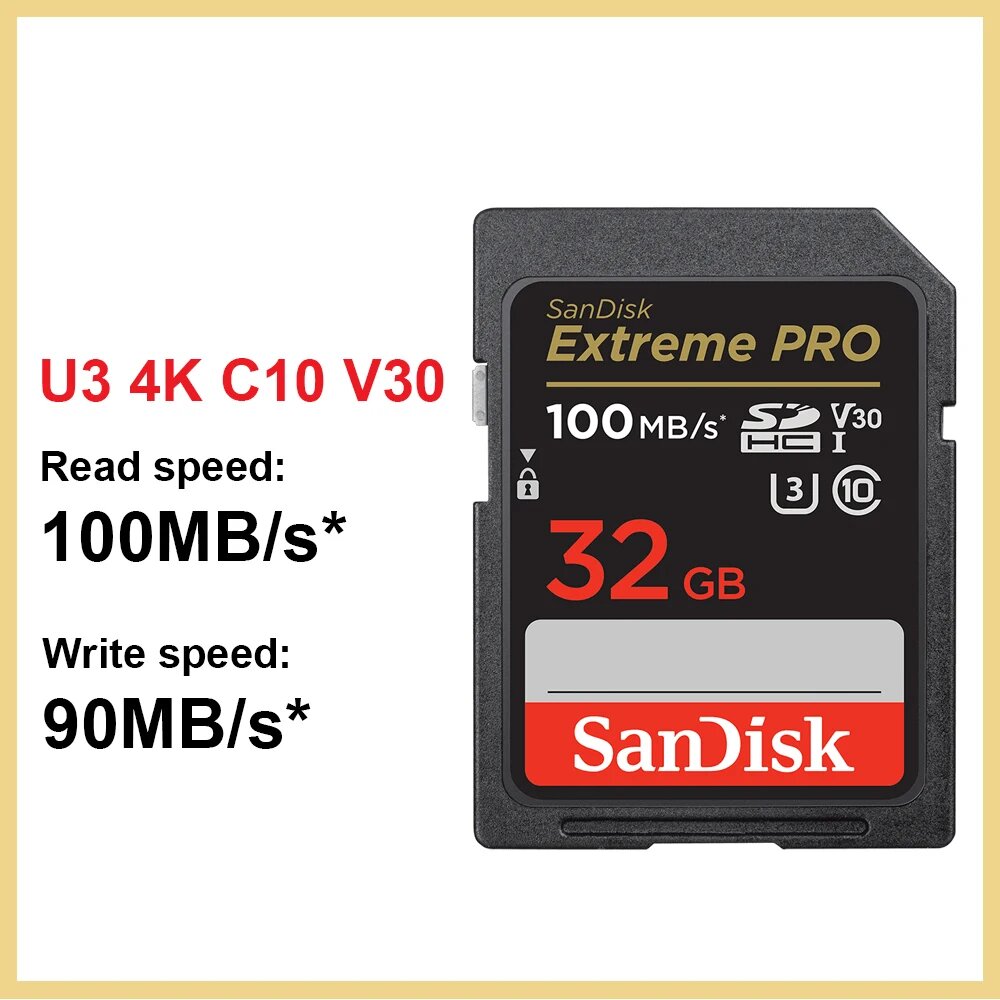 SanDisk Extreme PRO SD карта памяти 2TB 1TB 512G 256G 128G 64G 32G для камеры 32G 100MBs