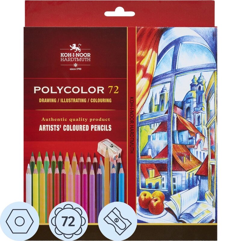 Карандаши цветные худож POLYCOLOR 3837 72цв/наб картон. упак. 3837072007KZ