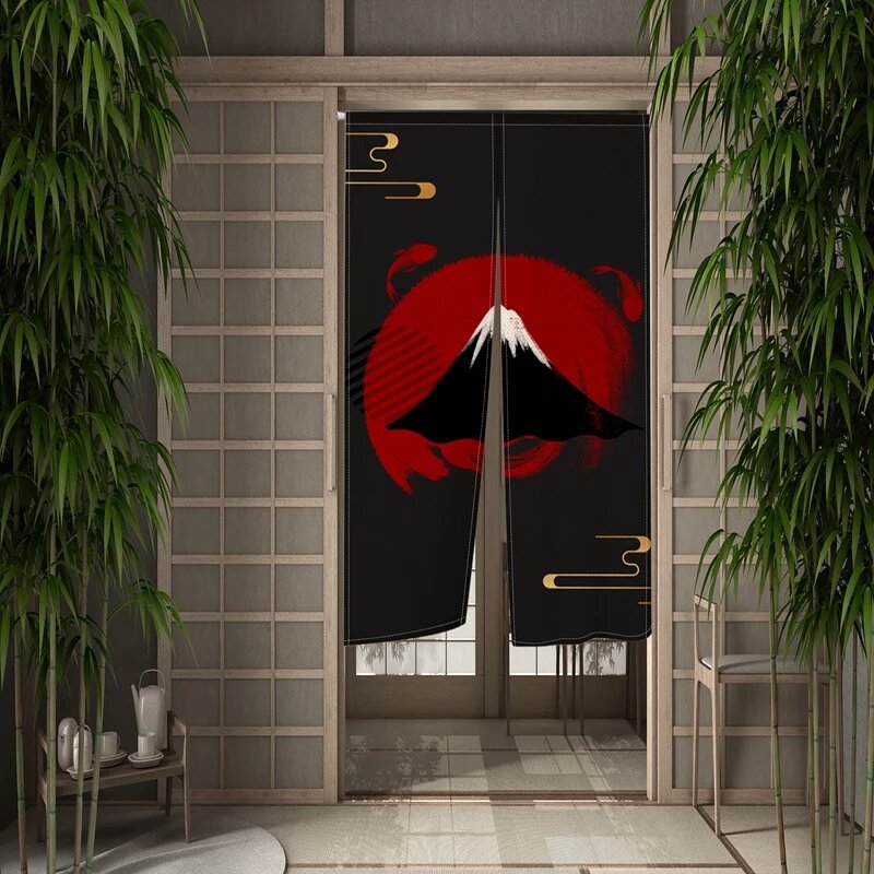 Льняные занавески Curatin Doorway Fuji Red Sun Красный, 85x150cm, 1