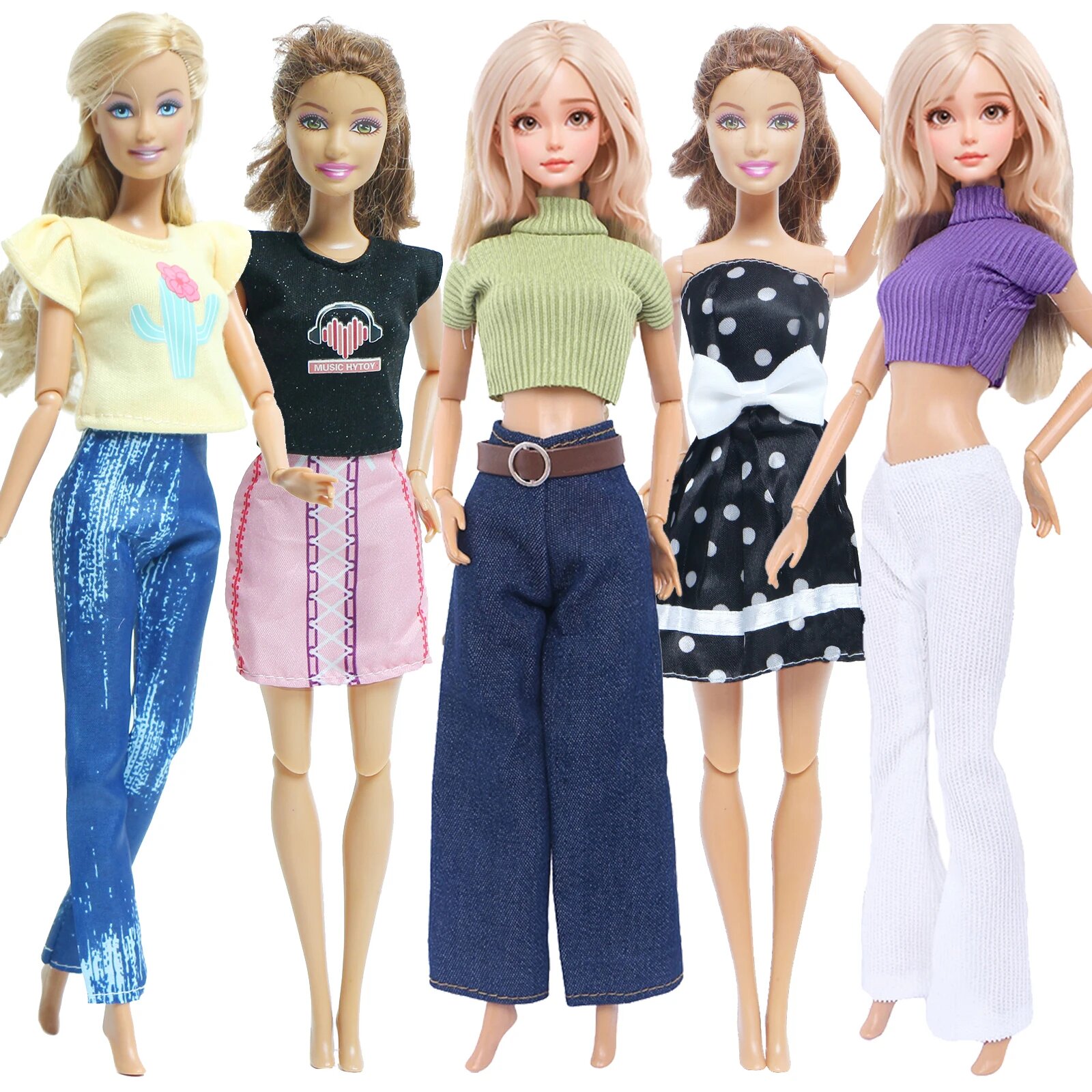 BJDBUS Набор одежды для кукол 1/6 (30 см), 5 шт, разноцветный Style C