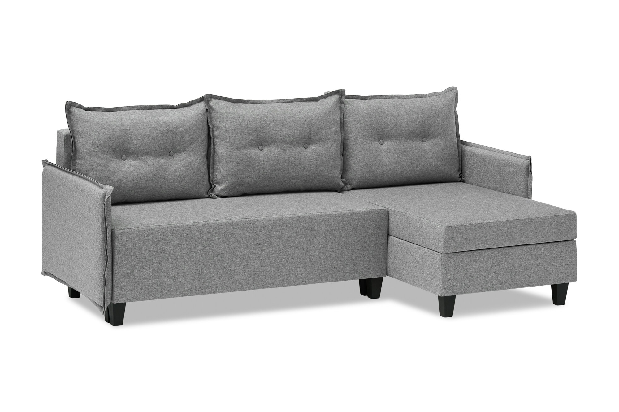 Диван угловой раскладной Нонтон Туули, дельфин, рогожка серая, 217x89x77 см