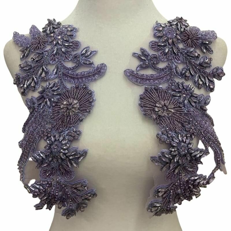 Вышитые аппликации с цветами из бисера, Фиолетовый