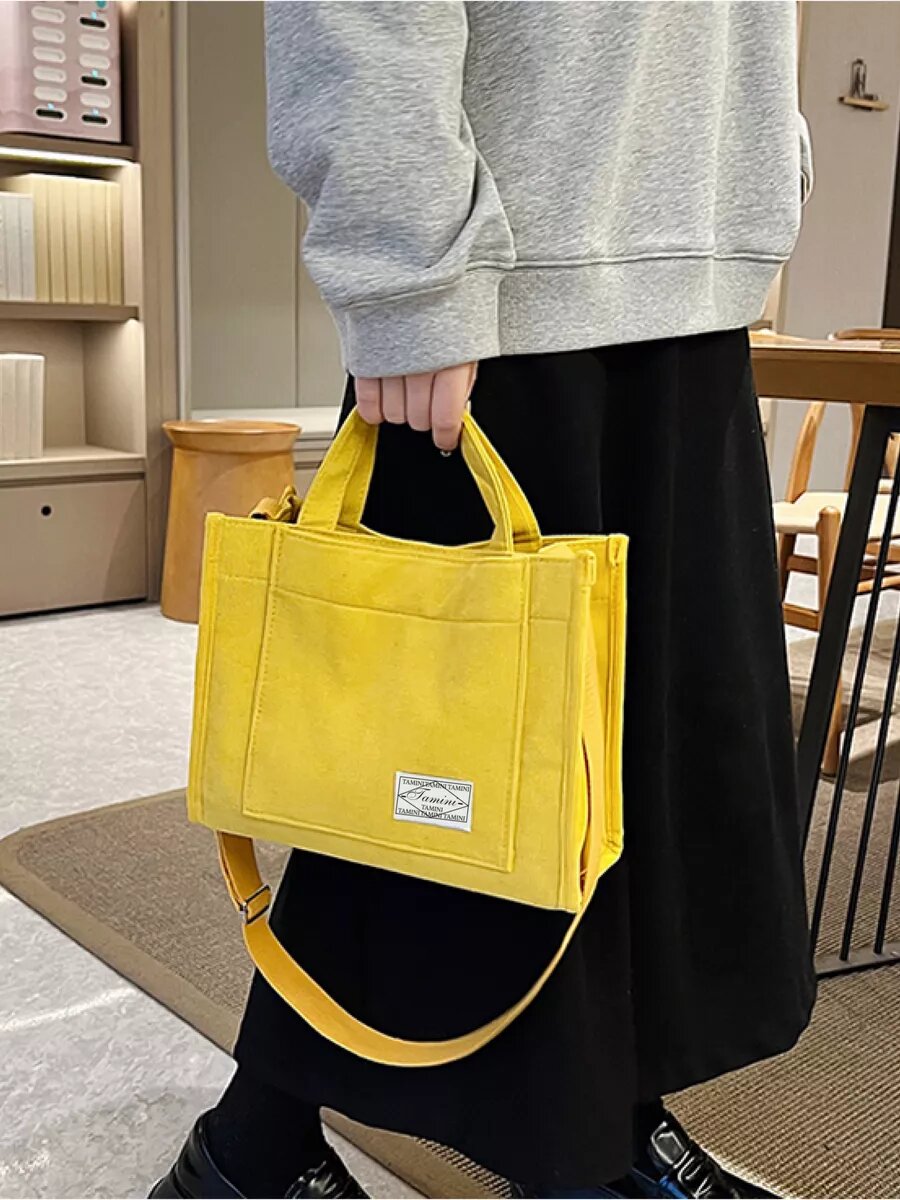 Мини шоппер из вельвета