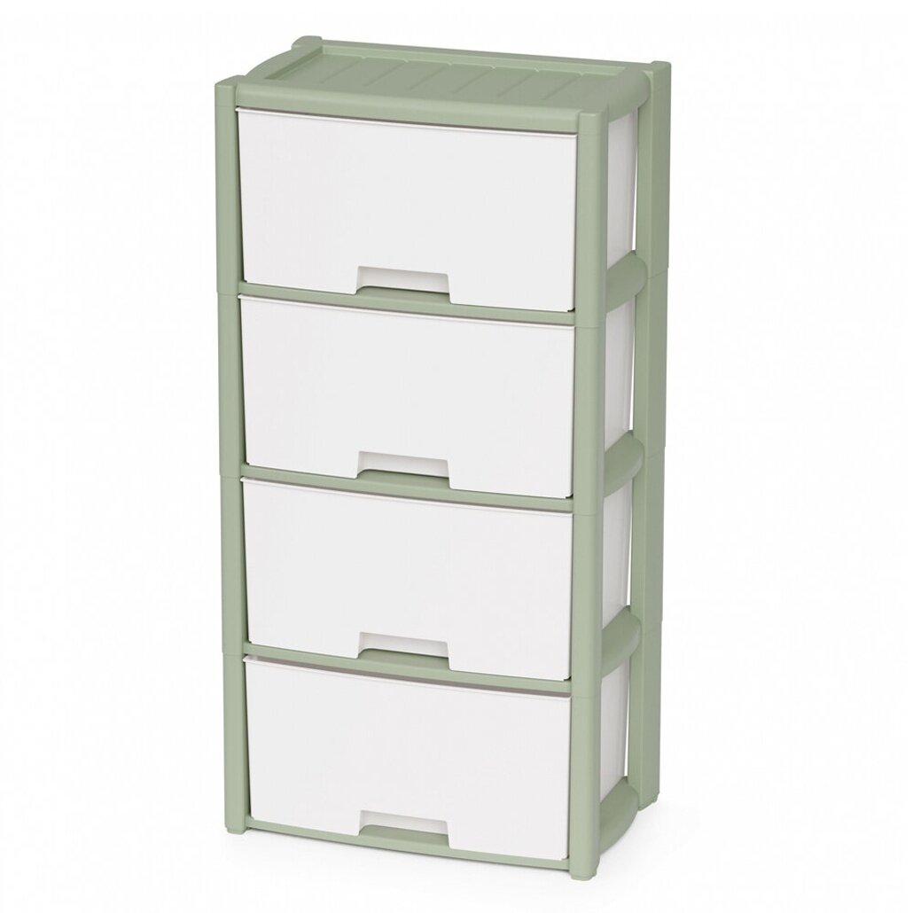 Комод пластиковый 'Колорит', 4 ящика, зеленый/белый, для спальни и детской