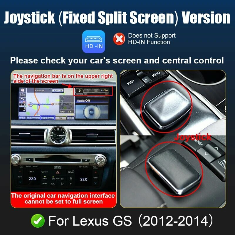 Беспроводной интерфейс CarPlay для Lexus GS 2015-2017 с модулем Android Auto Fixed Split Screen