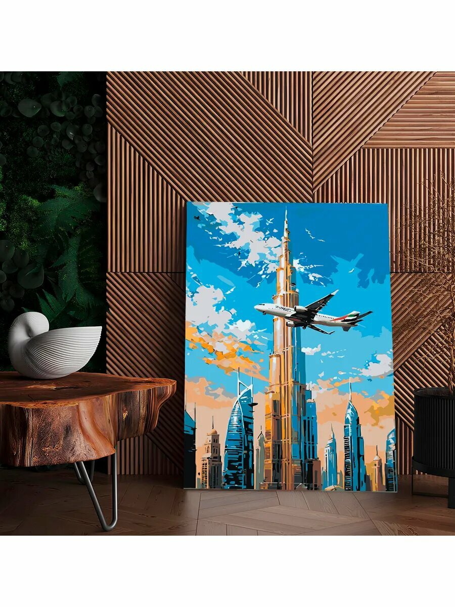 Картина по номерам Самолет_Бурдж-Халифа