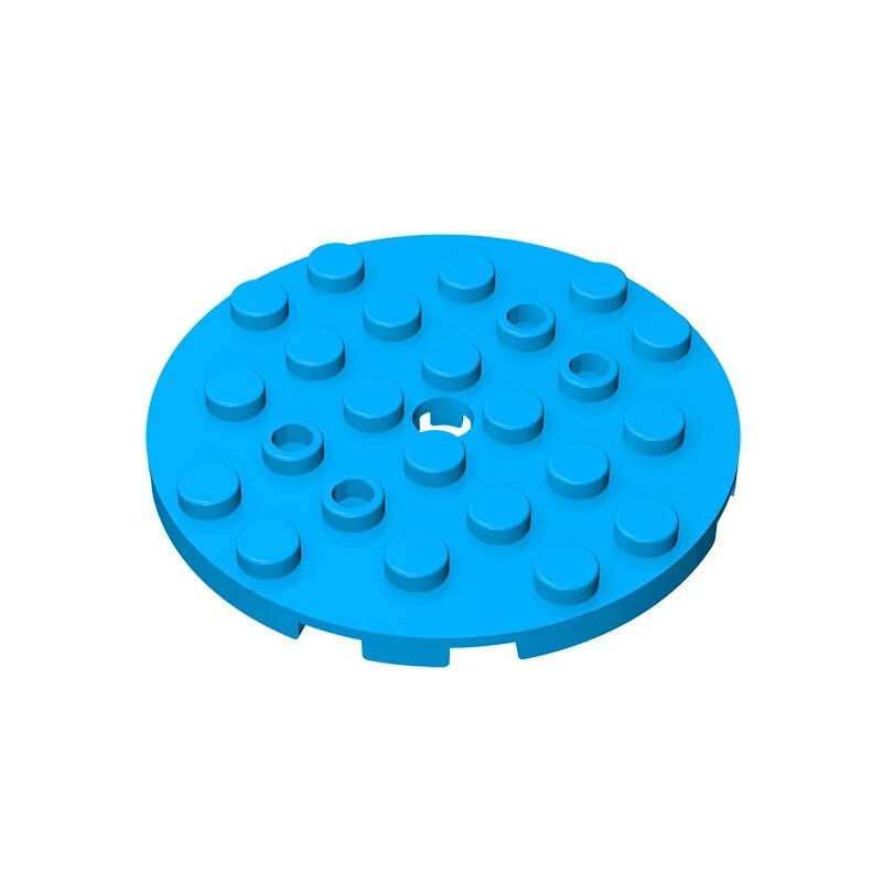 Пластина круглая Gobricks 6x6 синяя с отверстием (051)